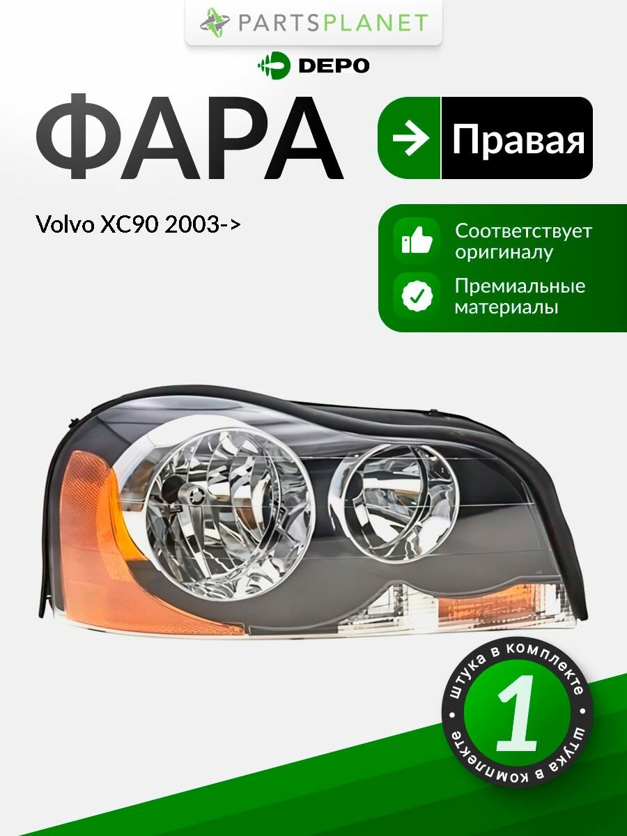 Фара правая для Вольво XC90 2003->, oem 30744008 арт 7731120RLDEM2