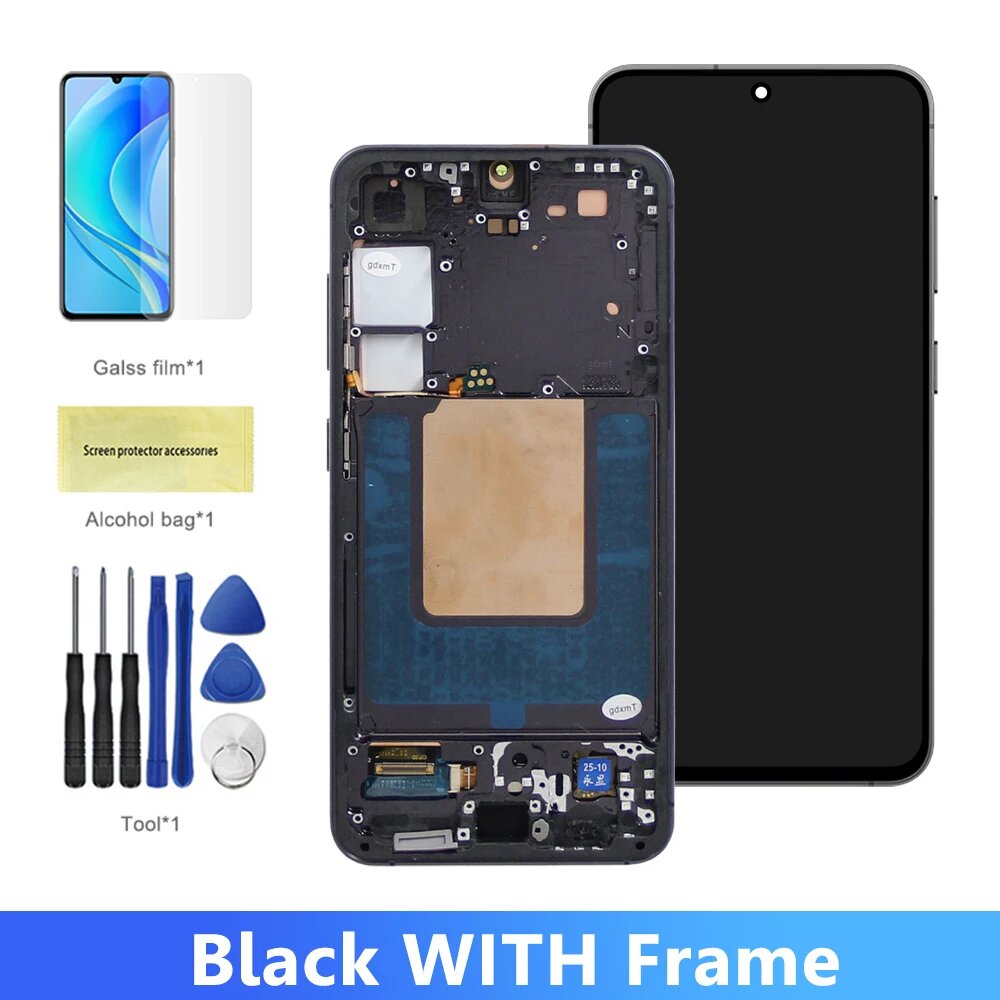 OLED ЖК-дисплей для Samsung S24 SM-S9210, дигитайзер сенсорного экрана в сборе, Global Black Frame