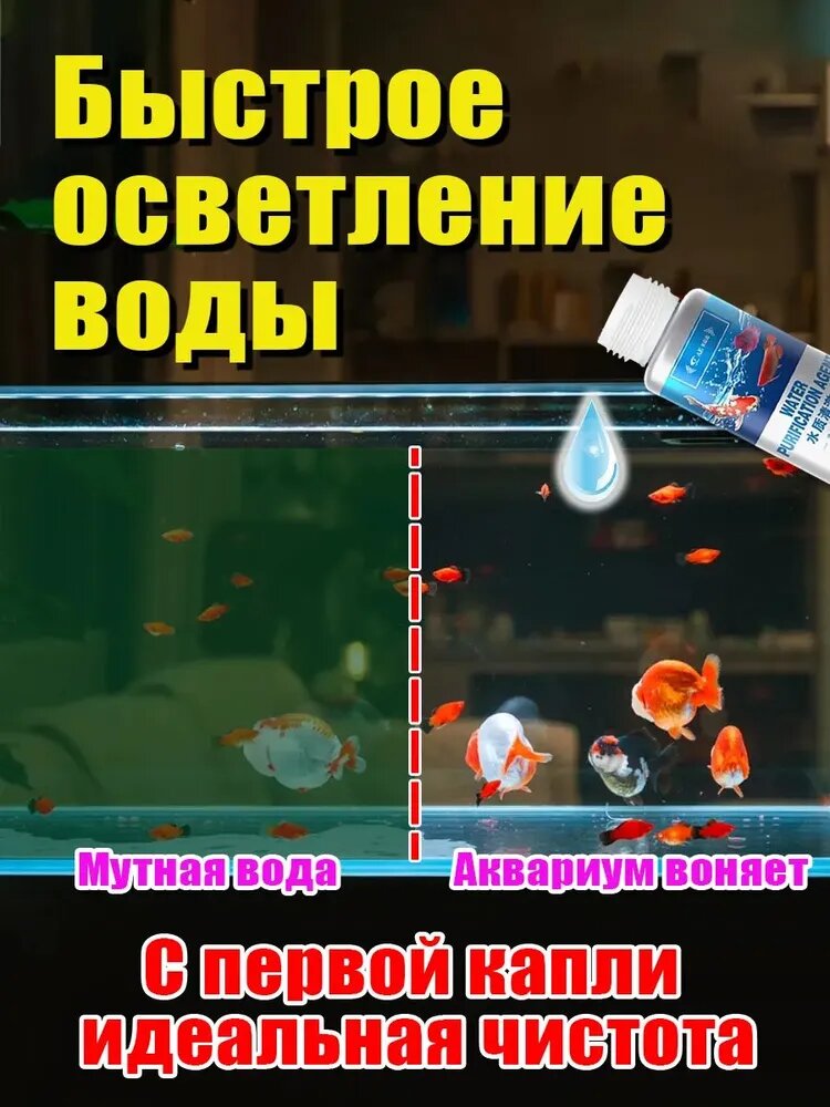 Кондиционер для аквариумной воды 130 мл, экологически чистый, подходит для рыб и растений 1 бутылка