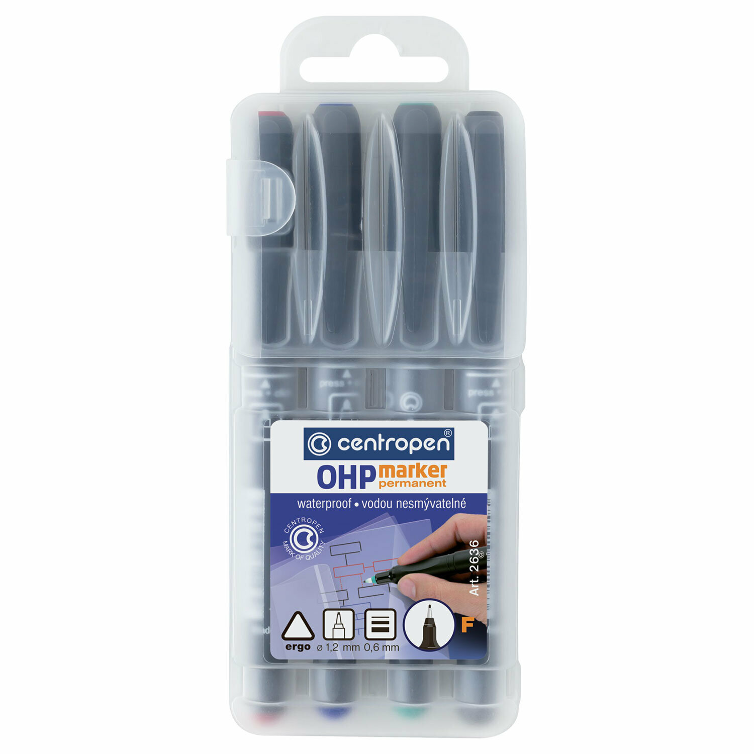 Centropen Маркеры перманентные для любой гладкой поверхности 4 шт 0,6 мм 2636