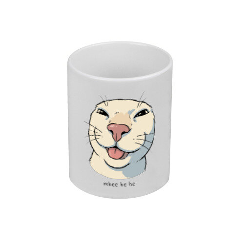 Кружка «кот мем mhee he he» (белый)