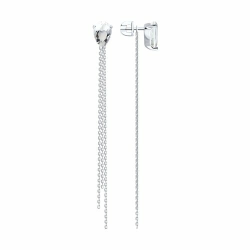 Серьги пусеты, серебро, 925 проба, родирование, горный хрусталь