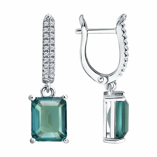 Серьги, серебро, 925 проба, родирование, фианит