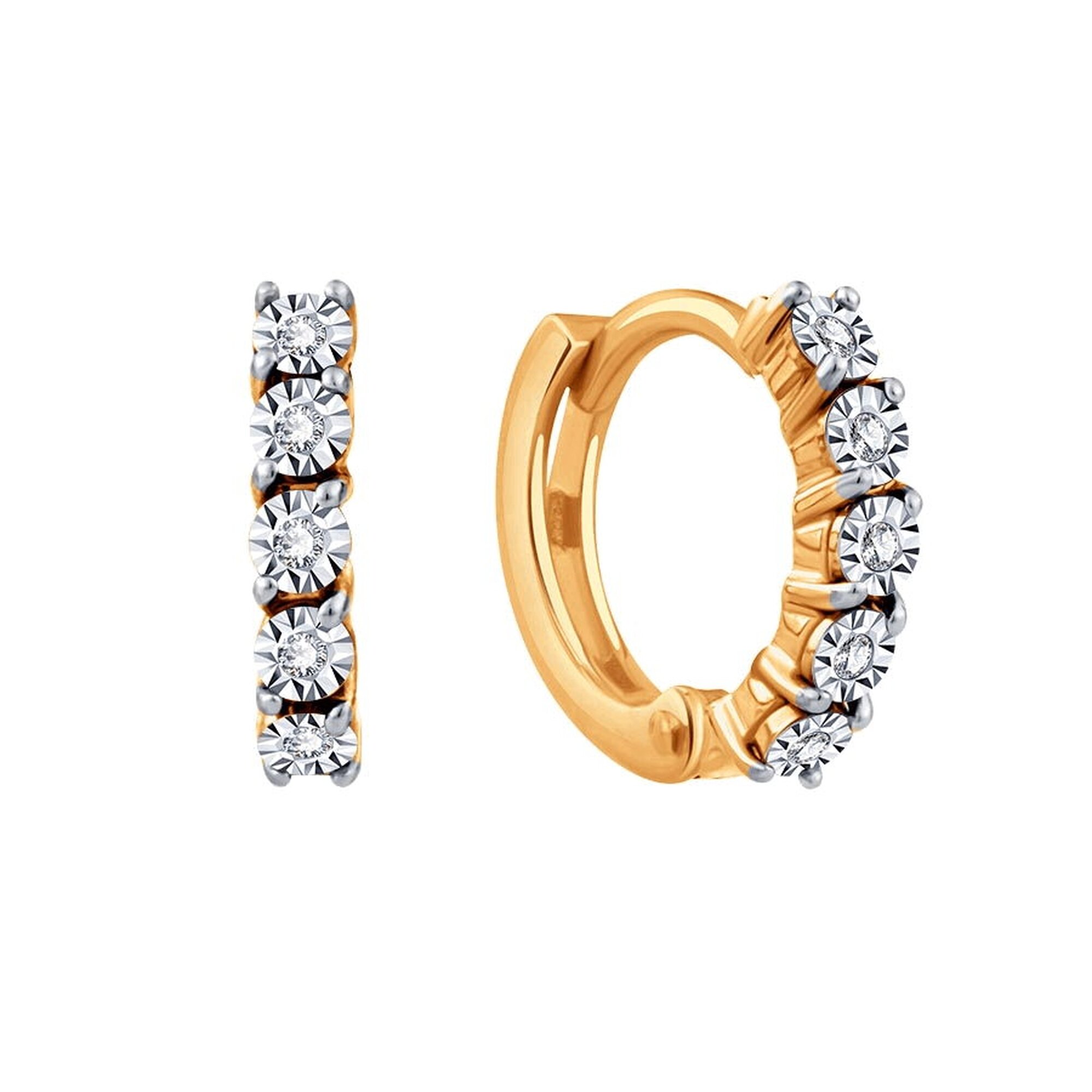 Серьги Diamant online, красное золото, 585 проба, бриллиант