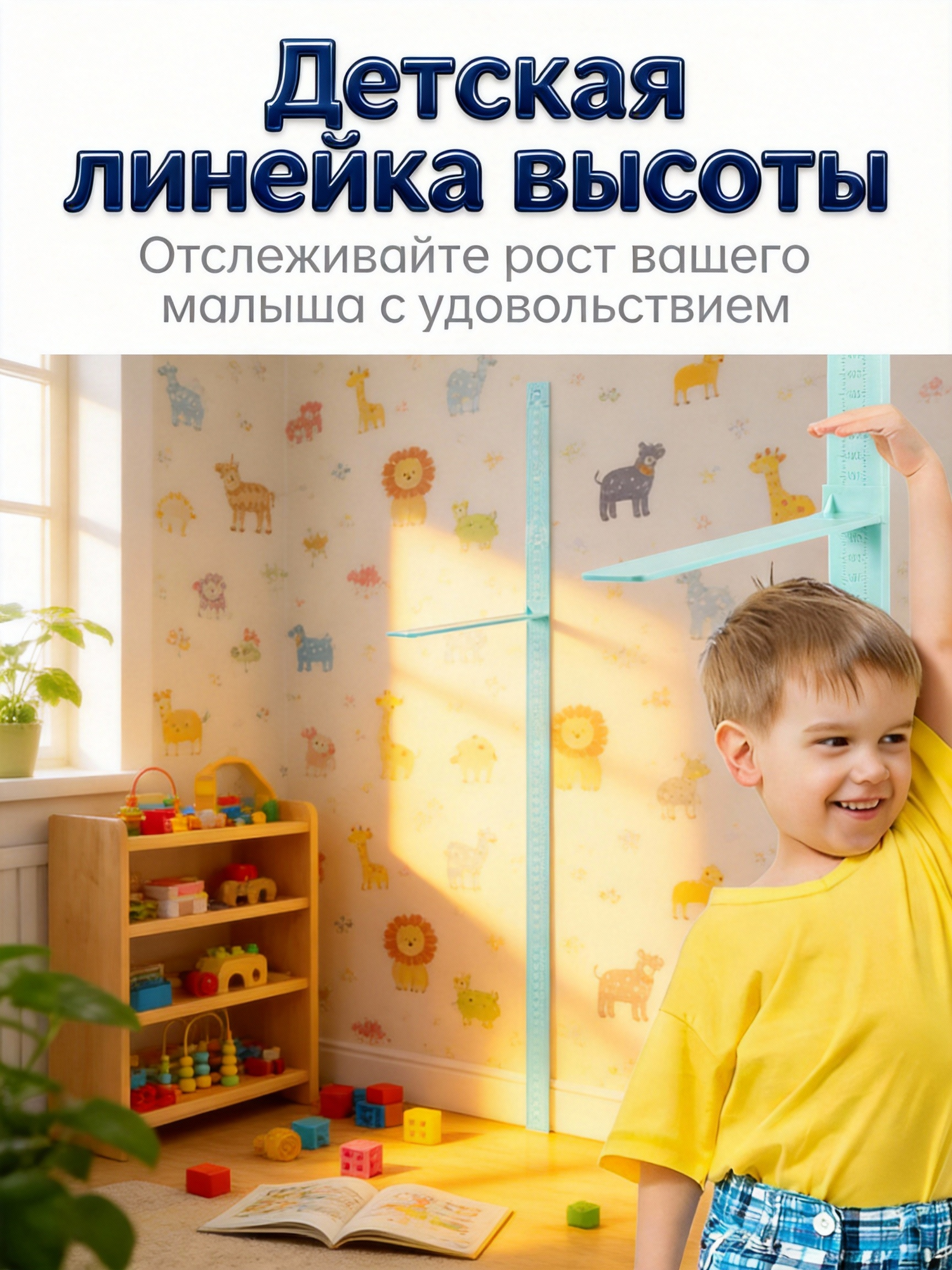 Детский ростомер настенный, модульная линейка из ABS 5 частей 41.5 см секции, измеряет рост до 200 см для детской комнаты и гостиной