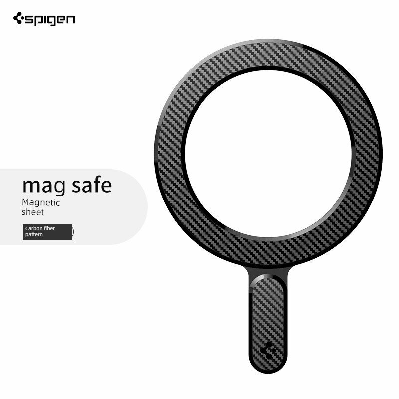 Spigen Карбоновая текстура Магнитная наклейка для MagSafe, универсальная беспроводная зарядка подходит для iPhone и