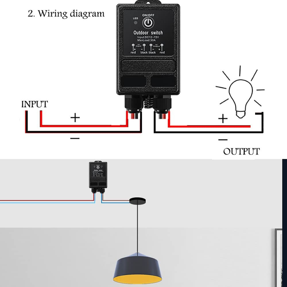 Wireless Relay Switch 12V Remote Control Switch DC12V/24V/48V/72V 30A Relay