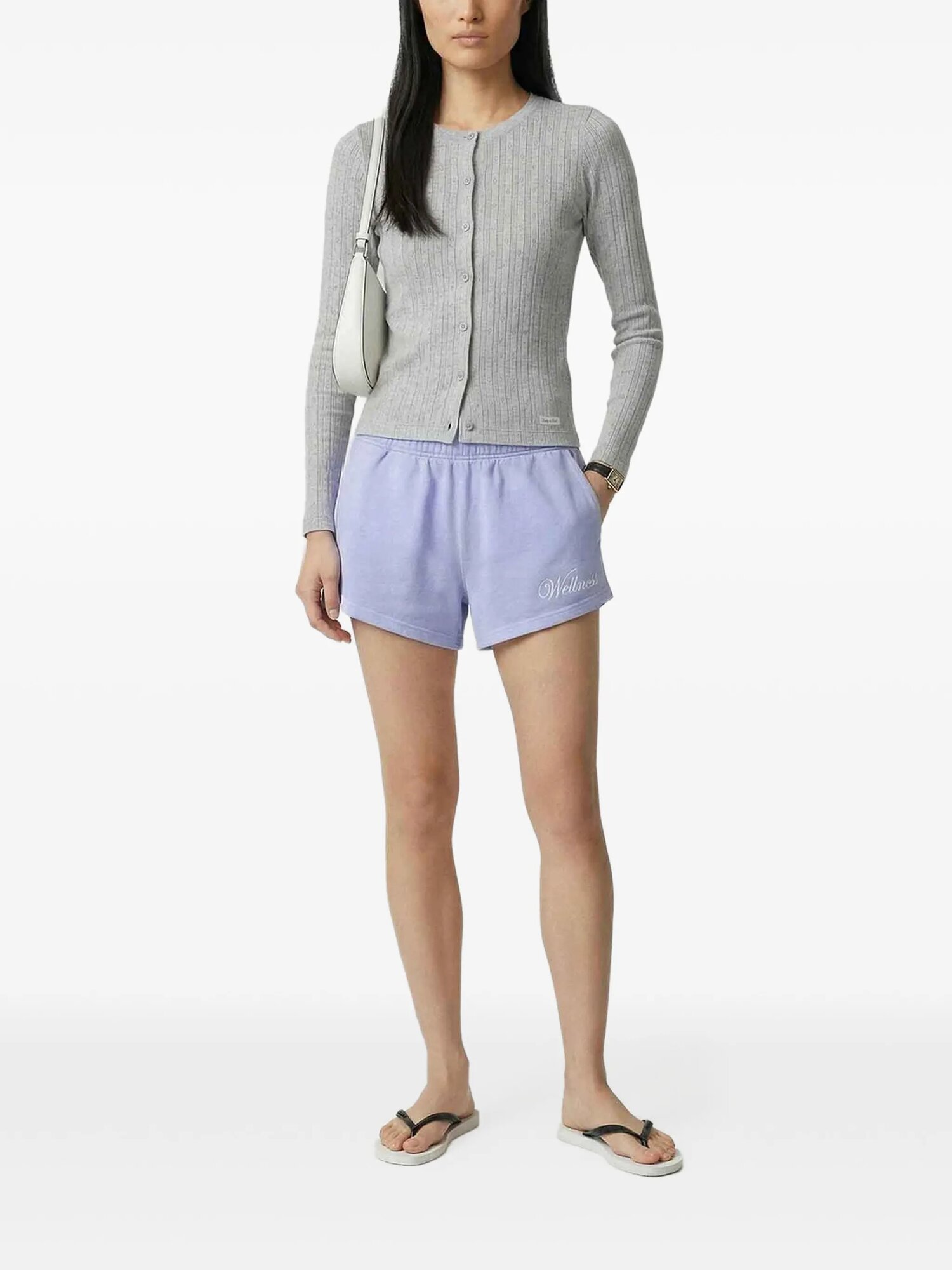 Шорты Sporty & Rich Logo-print elasticated-waist shorts, размер 40 — фото 1
