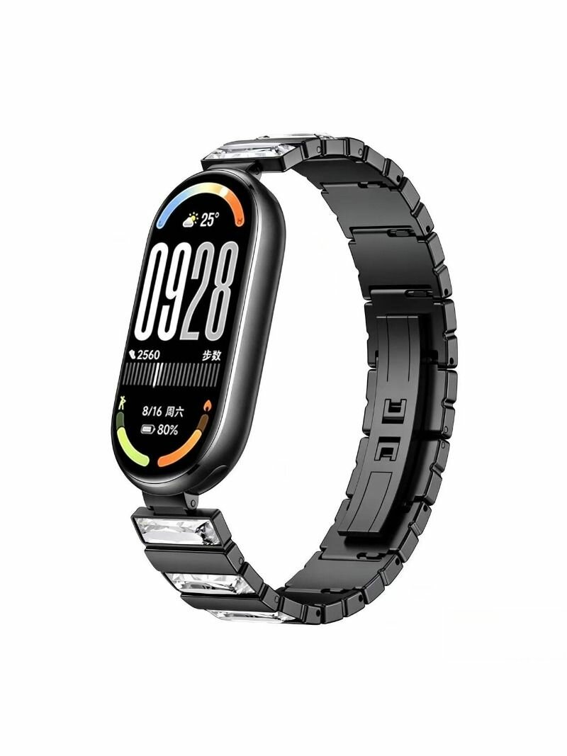 Стальной браслет для Xiaomi Band 10/9/8, с кристаллами, быстросъемная застежка