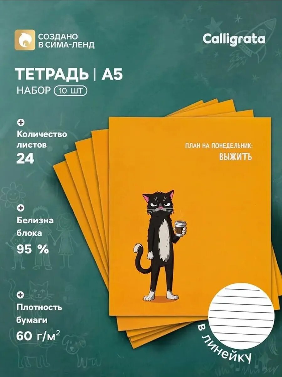 Яркий набор тетрадей с котами и мемами