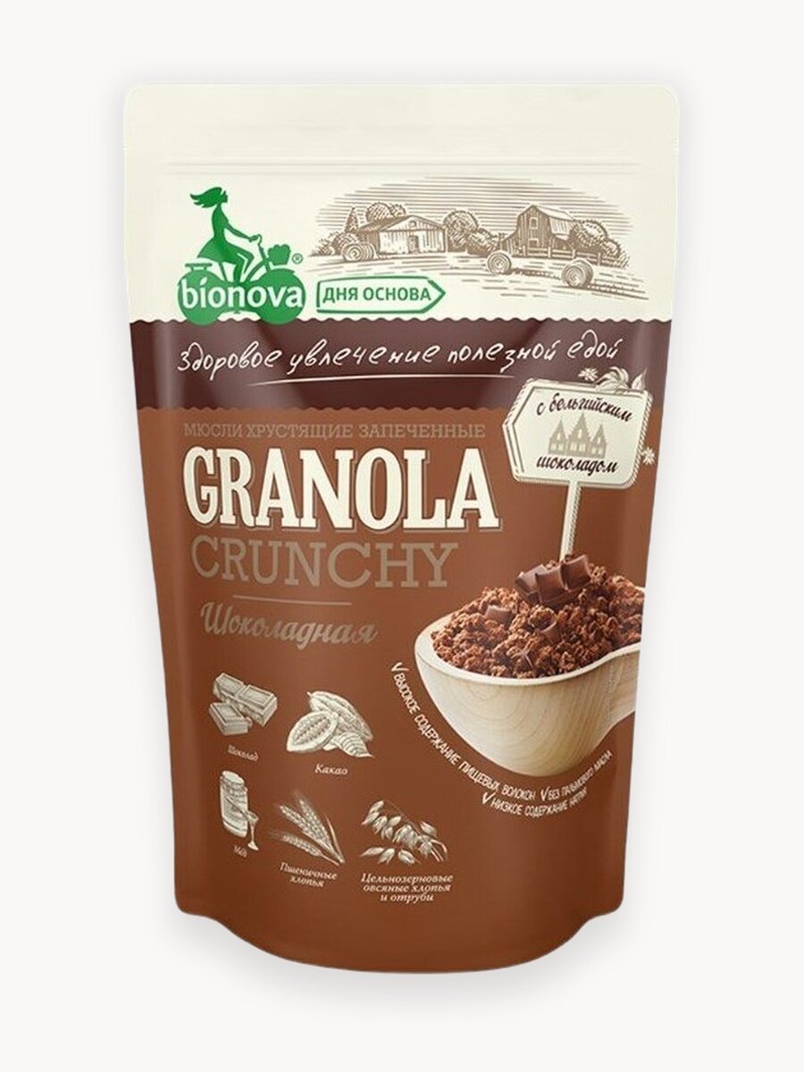 BIONOVA Мюсли Гранола Crunchy Шоколадные 400 гр