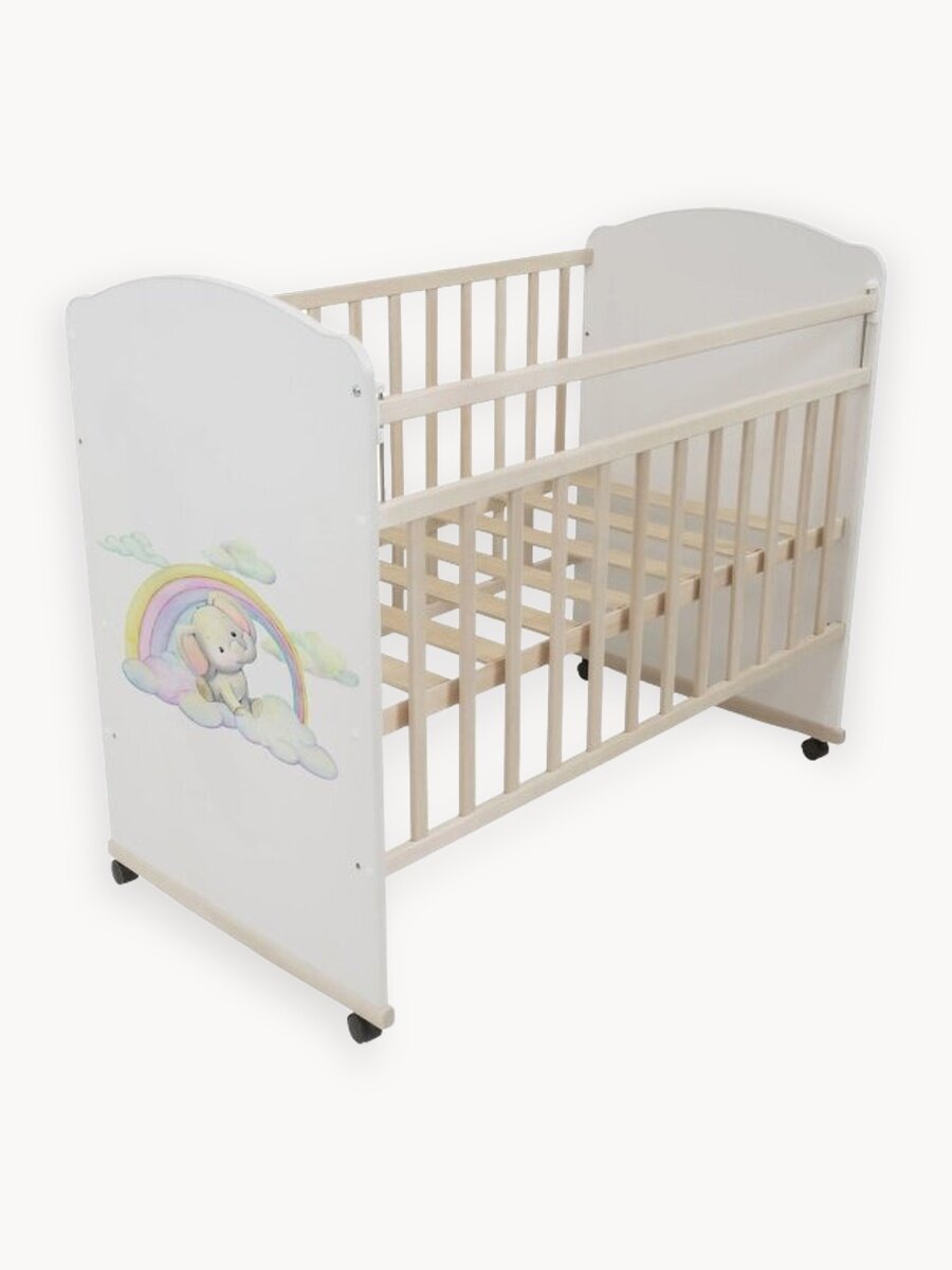 Кроватка Indigo My Dream массив березы натуральный-белый Радуга