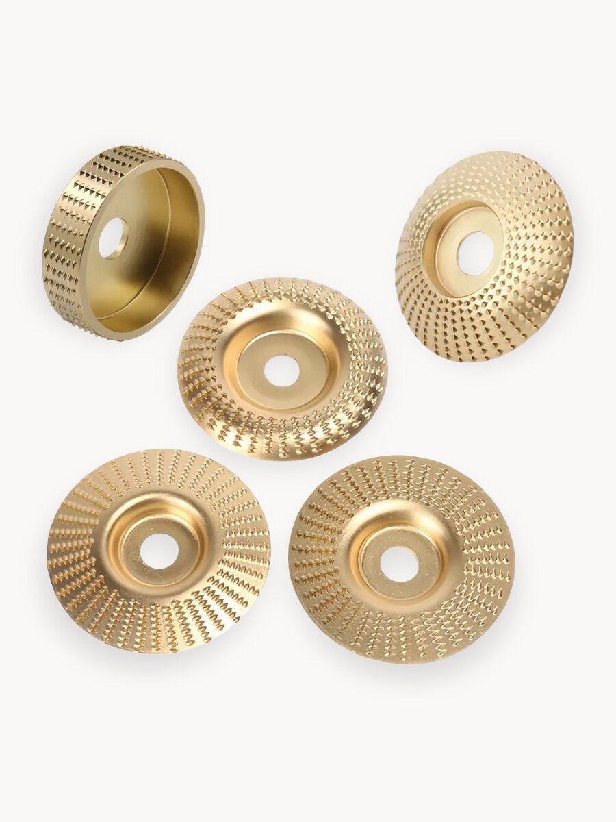 Пять дисков обдирочных для шлифования и резьбы по дереву для УШМ, фрезы рашпильные, 5 чашек