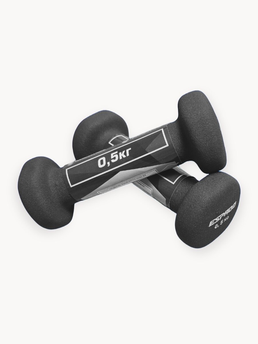 Гантели,2 шт. каждая по 0.5 кг, гексагональные, неопреновое покрытие, чёрные.