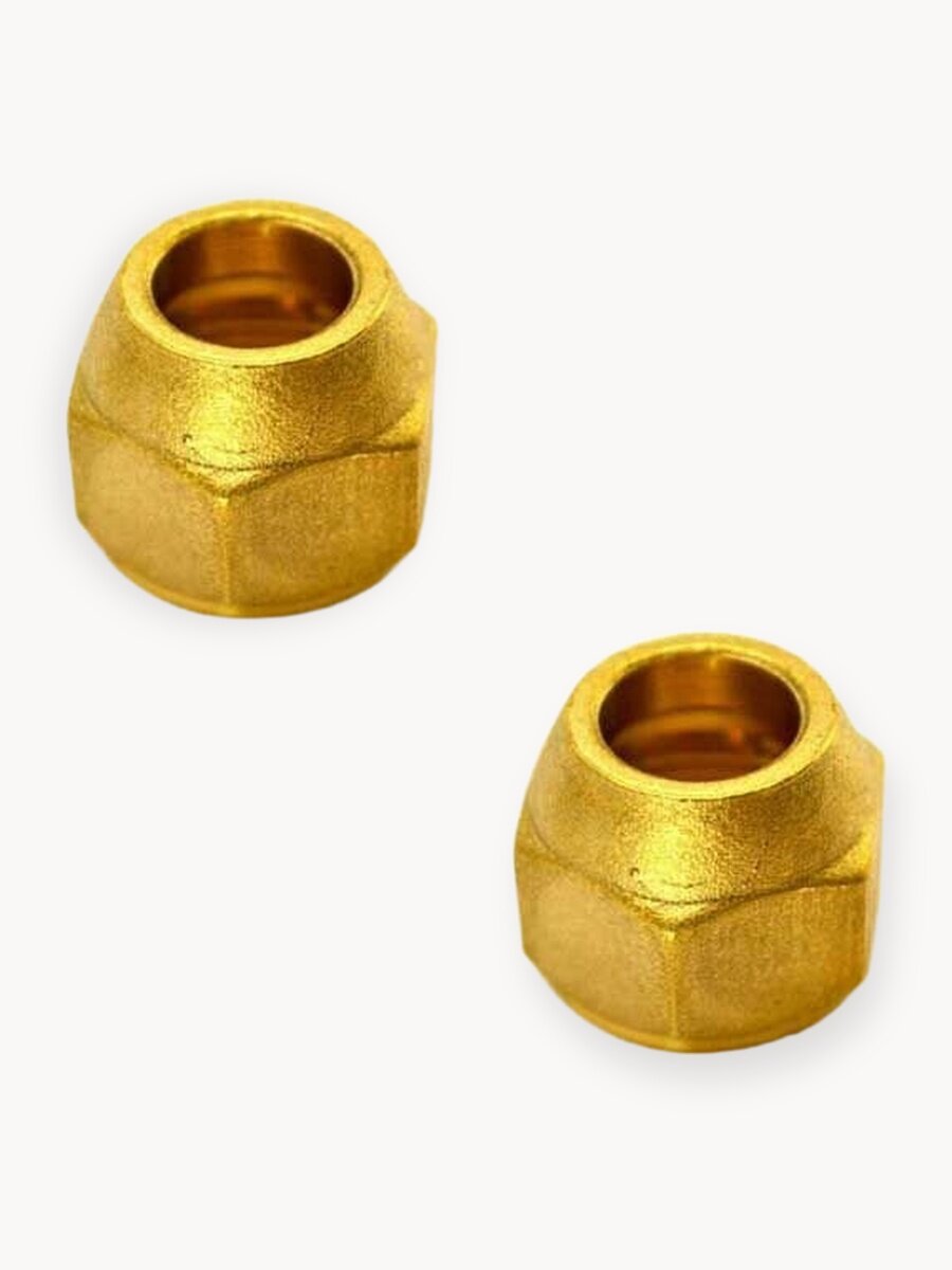 Гайка 3/8 SAE латунная для кондиционера под вальцовку, 2 шт, гайка латунная конусная