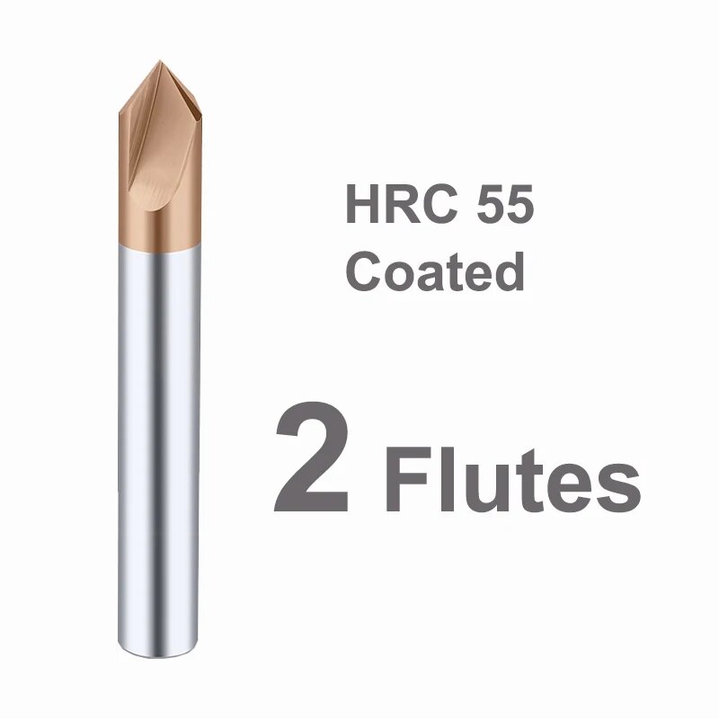 YZH 60 90 120 градусов фреза для снятия фаски HRC50 HRC55 фреза для снятия фаски с зенковкой V-образная канавка для стали/алюминия 2/3 канавки Copper Coated 2F, 120 Degree, 4mm