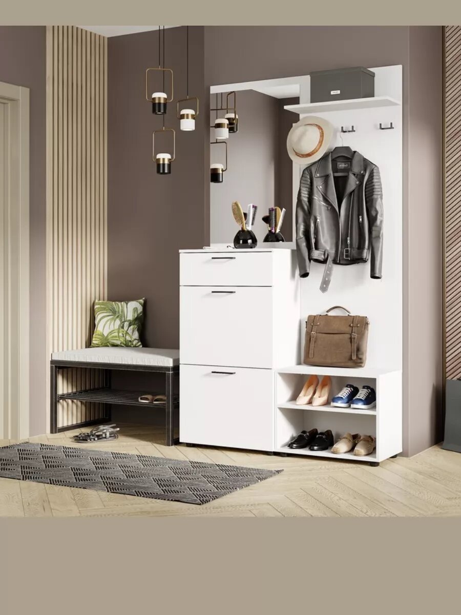 Прихожая флагман Монтана, ЛДСП, цвет белый, для маленькой прихожей