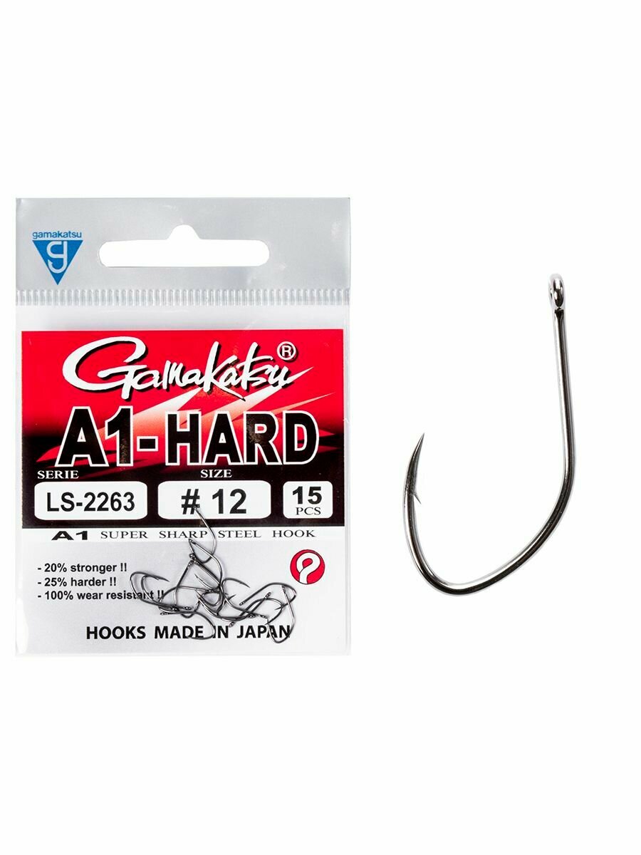 Крючки Gamakatsu A1 LS-2263 EYED HOOKS BLACK размер 12 (упк.15шт.)