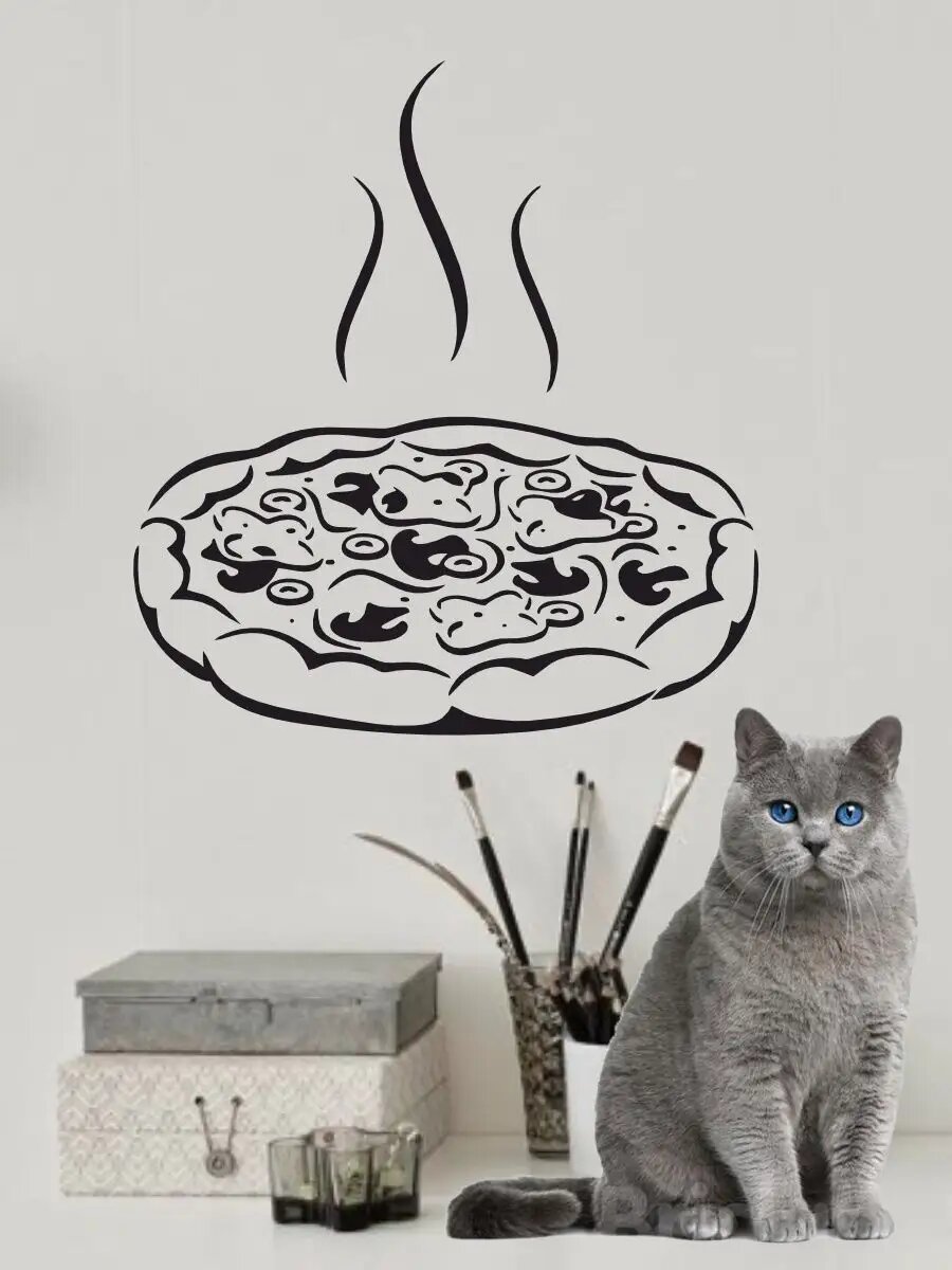 Наклейка на стену для декора интерьерная Горячая пицца