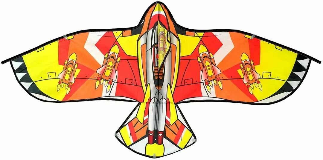 Воздушный змей КНР с леской "Самолет", 110х60 см, разноцветный