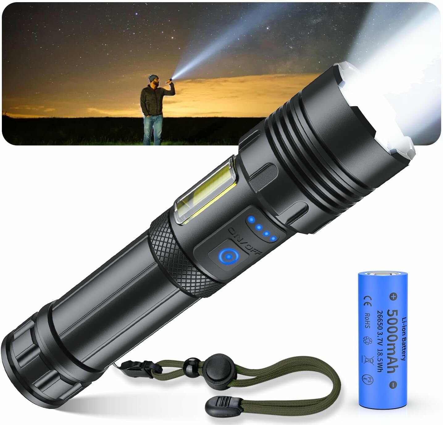 Высокая яркость 10000 люминесцентный зарядный фонарь, POWERBANK, фонарь, 1101 онарь