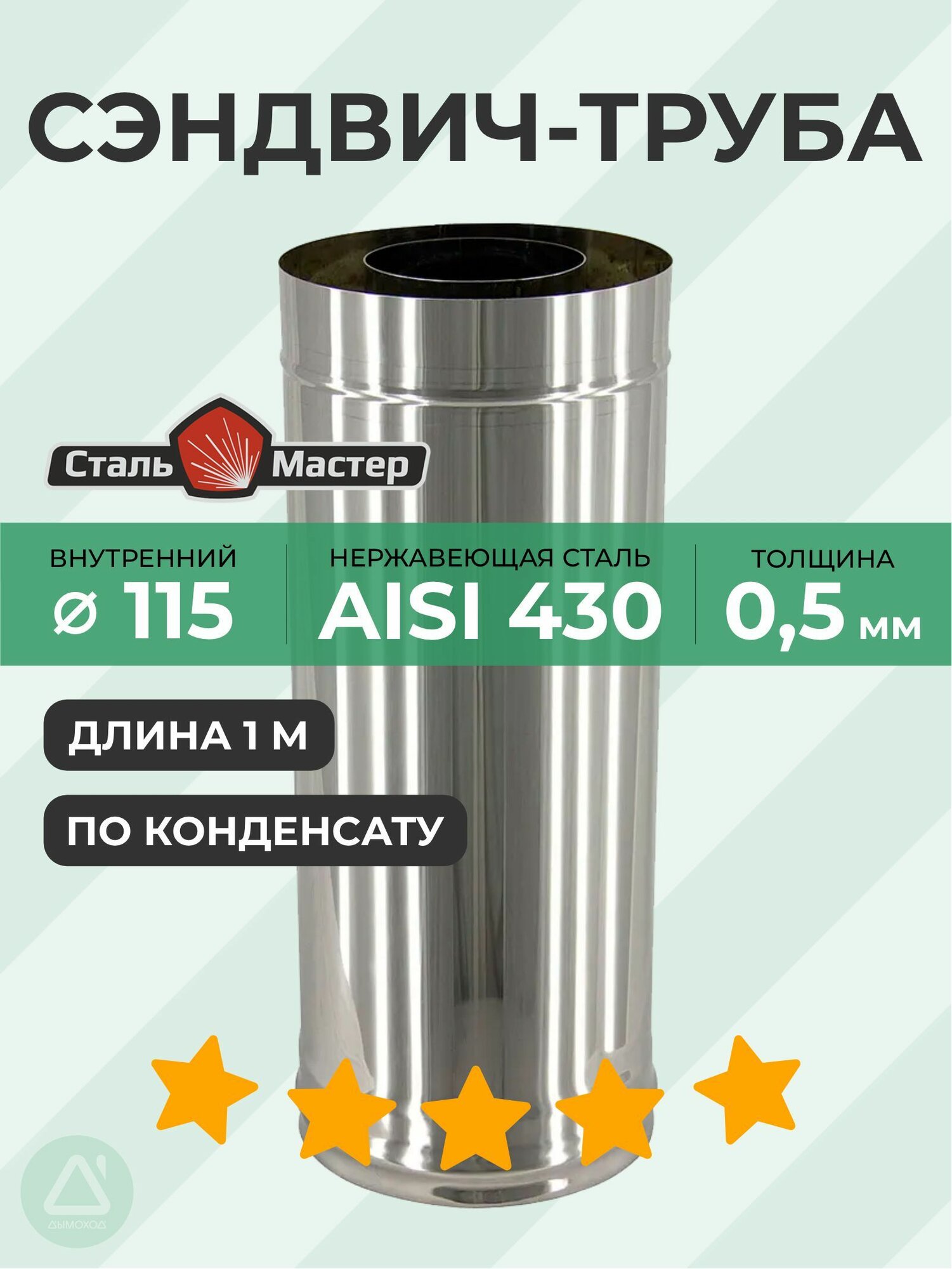 Сэндвич К 115 / 200 1,0 м нерж 0,5 мм / нерж 0,5 мм