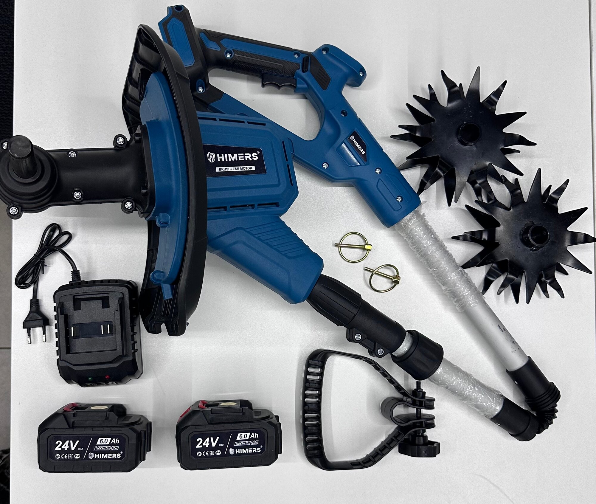 Культиватор аккумуляторный HIMERS DKV2800B, 24V, 2 АКБ по 6 А.ч, 2800ВТ, 270мм, 420 об/мин Б/У