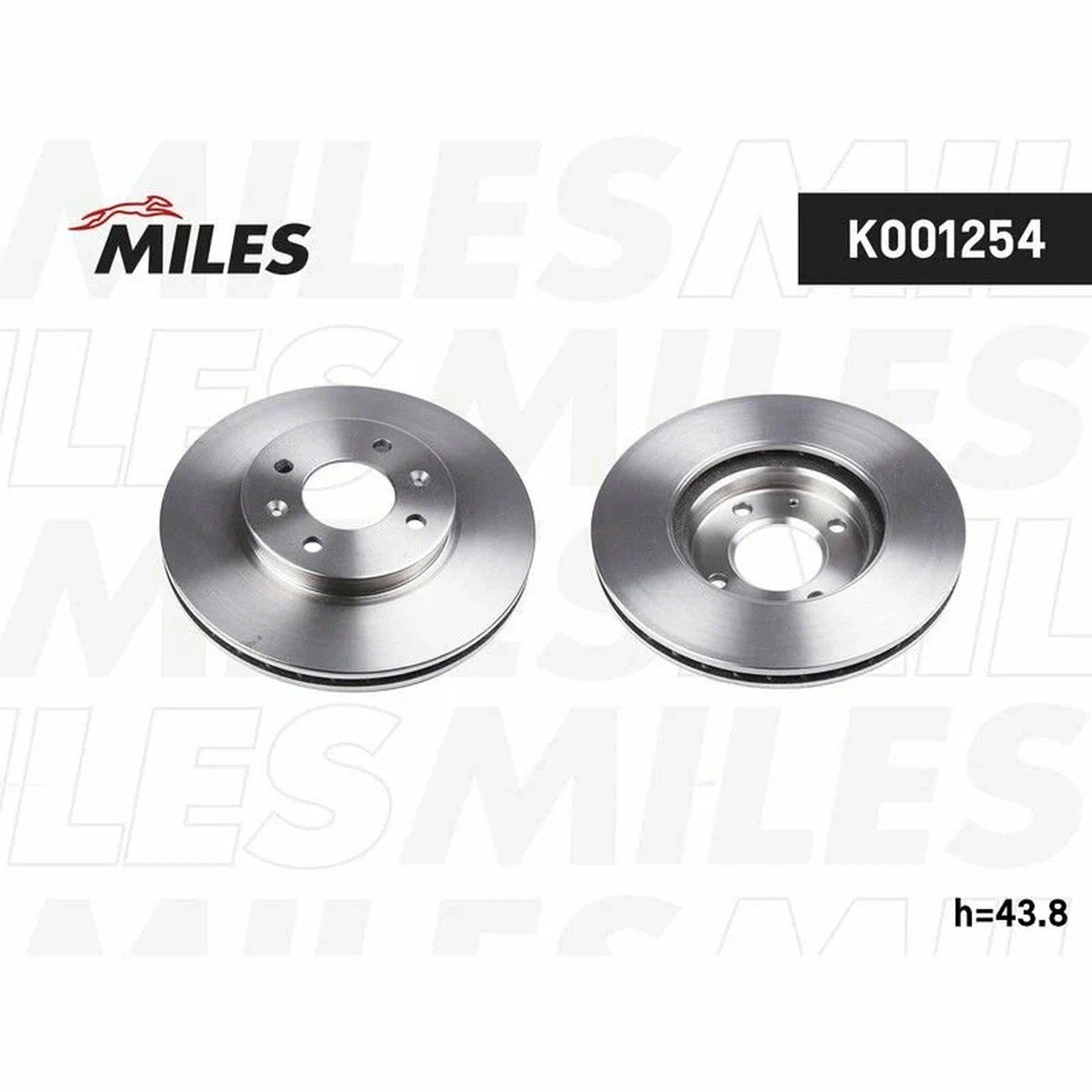 Диск тормозной передний MILES K001254 для а/м Hyundai Solaris I, Kia Rio III 256x22 мм.