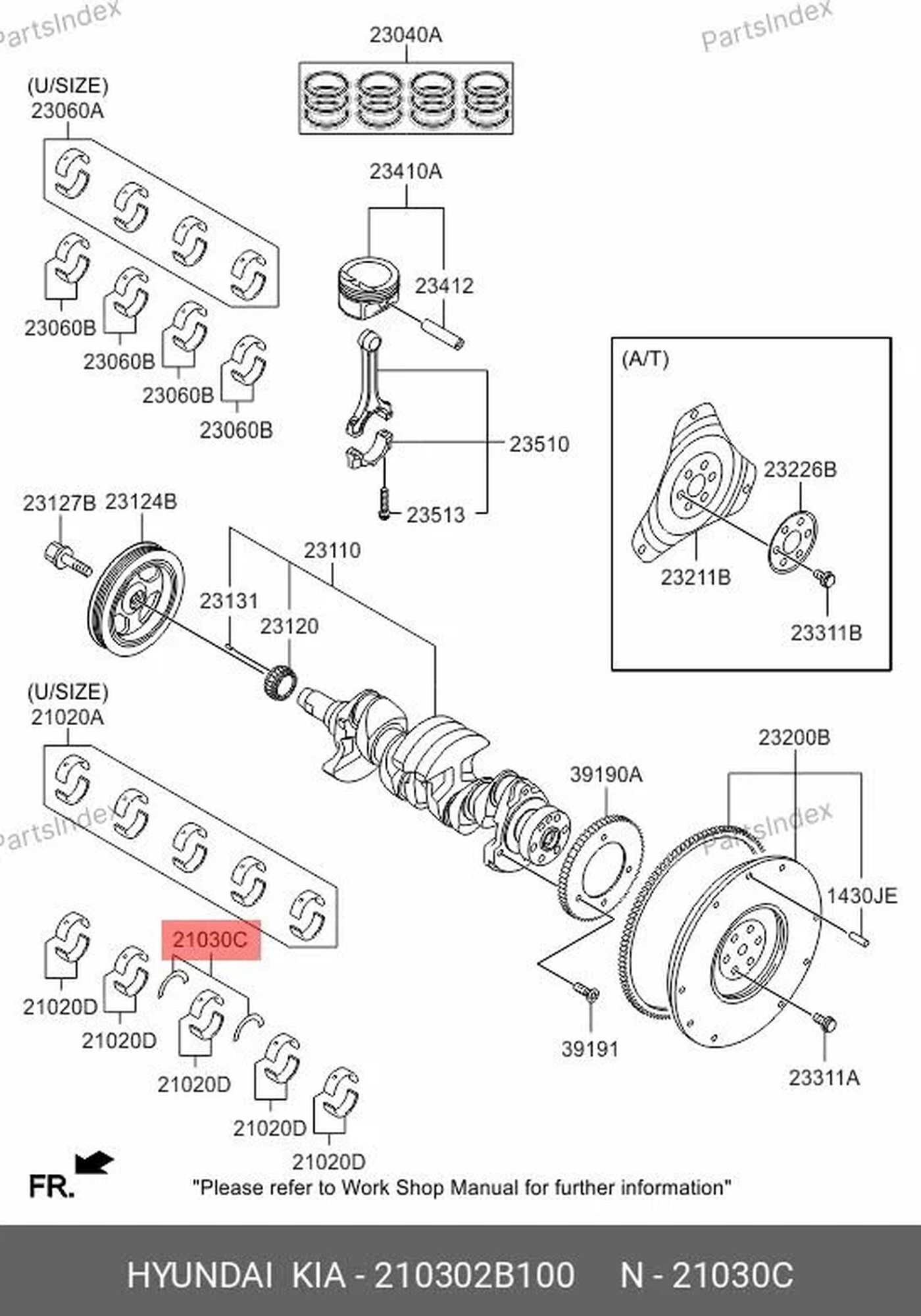 Полукольца коленвала Hyundai-KIA STD 210302B100, для Hyundai/KIA/Mobis