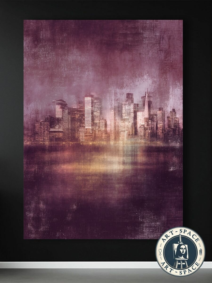 Картина интерьерная на стену вертикальная - "Город / Пейзаж / Небоскребы" , 60х80 см.