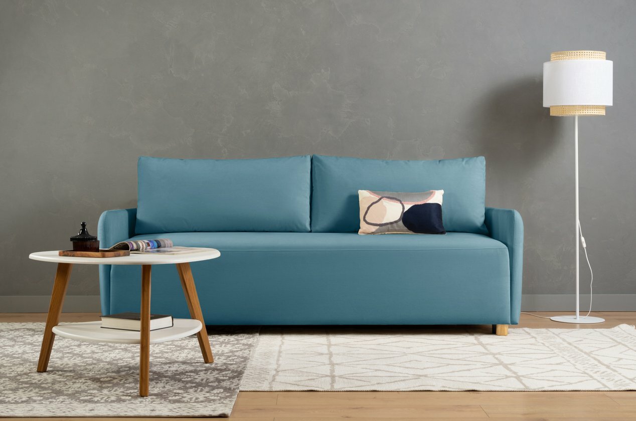 Диван-кровать раскладной Divan.ru Саннес Velvet Mint 210х94х94 см, спальное место 200х145 см, велюр, голубой