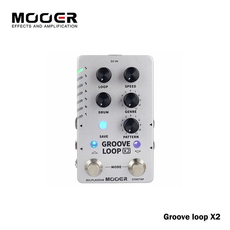 Mooer Groove loop X2 Электрогитара монолитный Стерео петлитель эффект задержки эффектор реверберации двойной гвоздь D+F