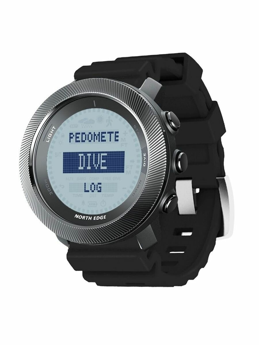North Edge Мужские спортивные водонепроницаемые спортивные часы для фридайвинга и подводного плавания, 50-метровый светодиодный цифровой компас, высотный барометр