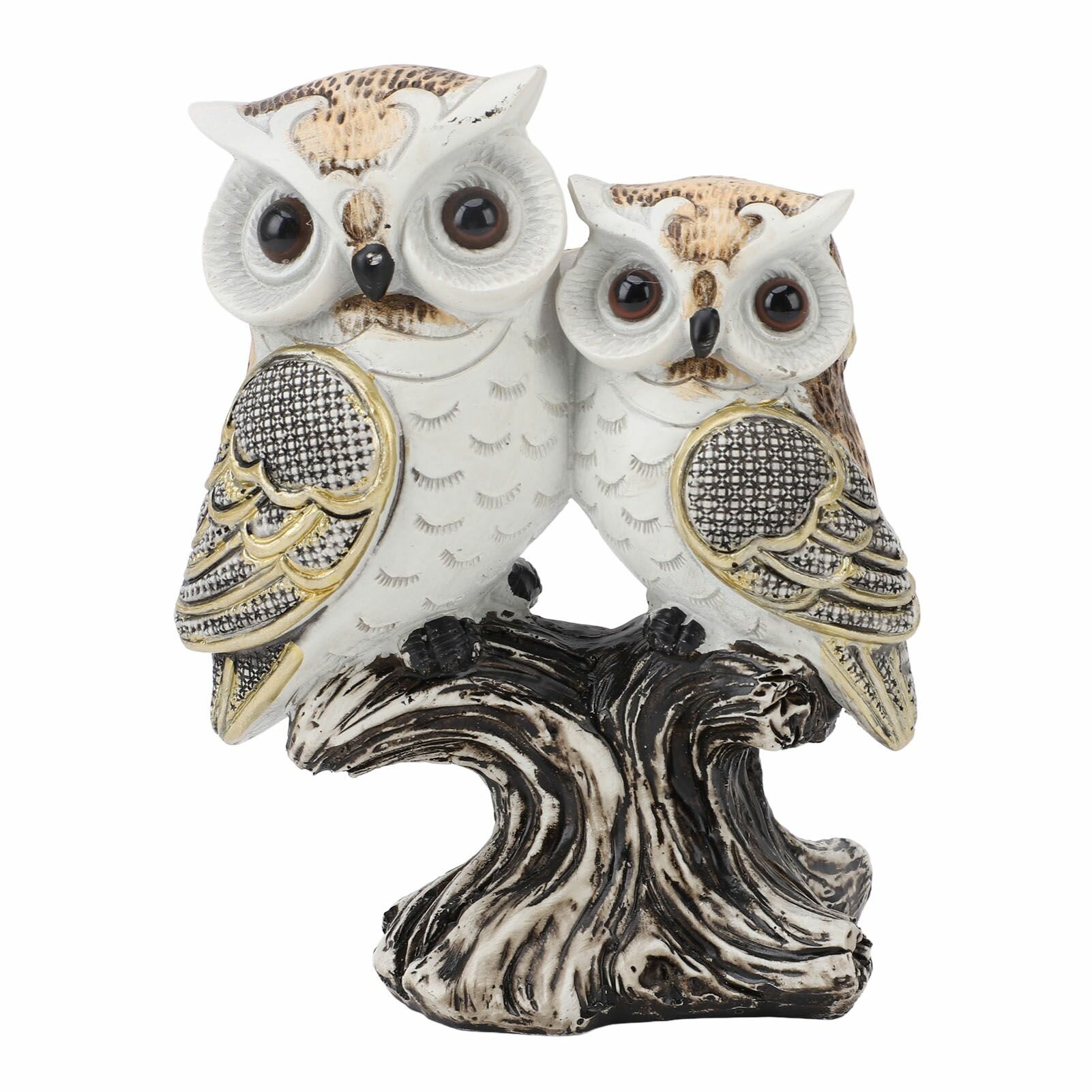 Реалистичная статуэтка совы из смолы с белыми перьями