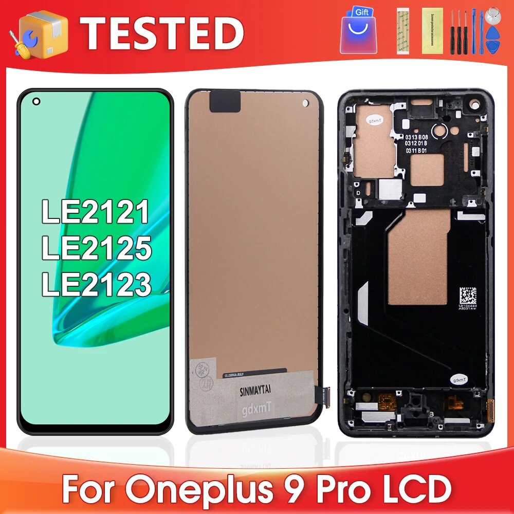Для OnePlus 9 Pro: Проверенный LCD-дисплей с сенсорным экраном (модели LE2121, Black No Frame