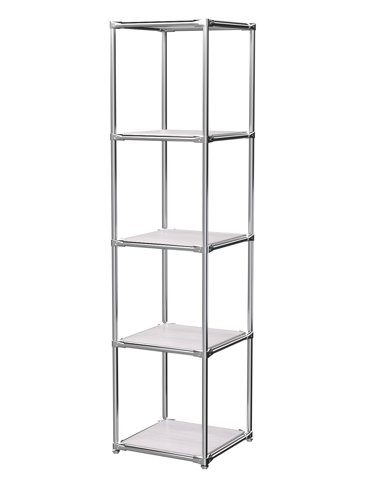 Торговый хромированный стеллаж с полками ДСП №1, Ясень Анкор светлый - U31104