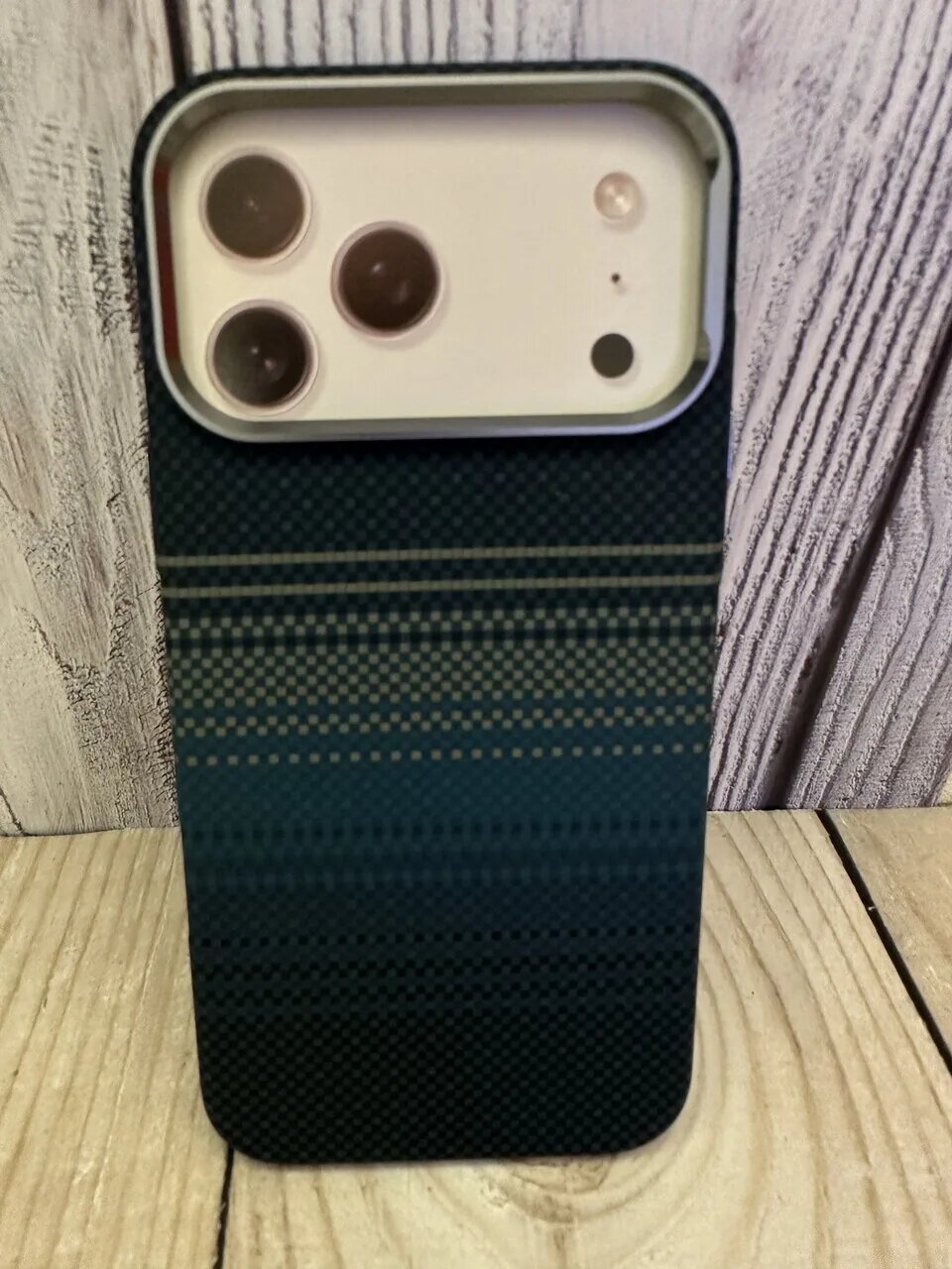 Чехол-накладка с magsafe для Iphone 17 Pro Max Luxo Тёмно синий в клеточку