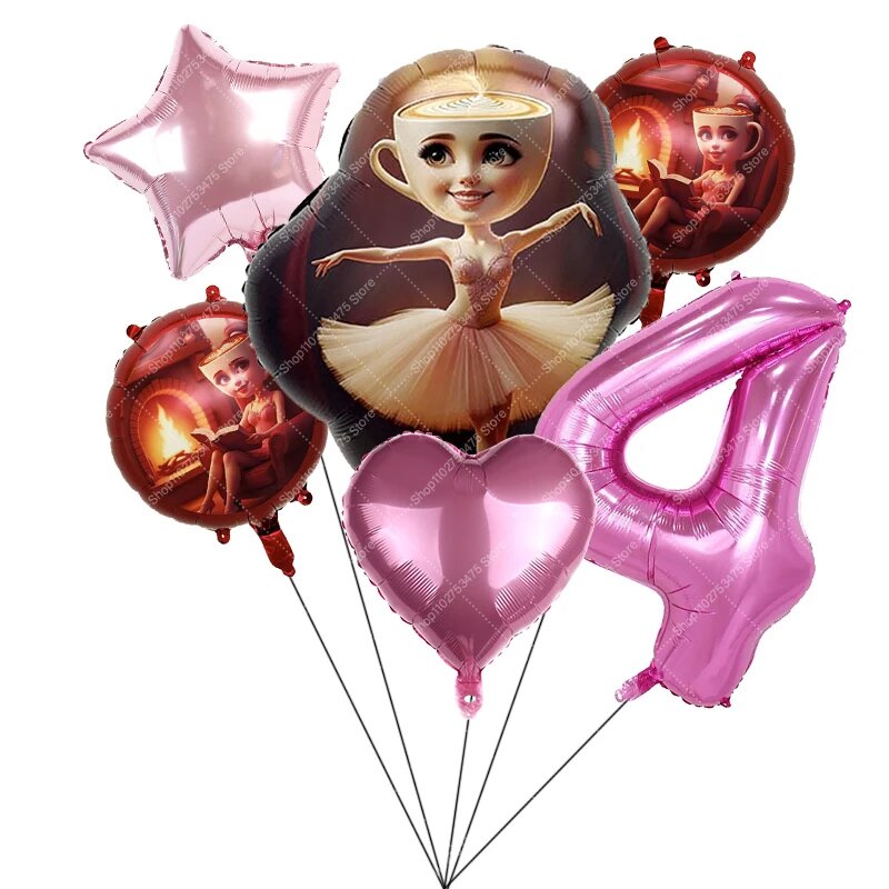 Итальянский набор воздушных шаров из фольги Brainrot, балерина, капучка, номер 1-10, воздушные шары, товары для вечеринки в честь дня рождения, аксессуары для домашнего декора