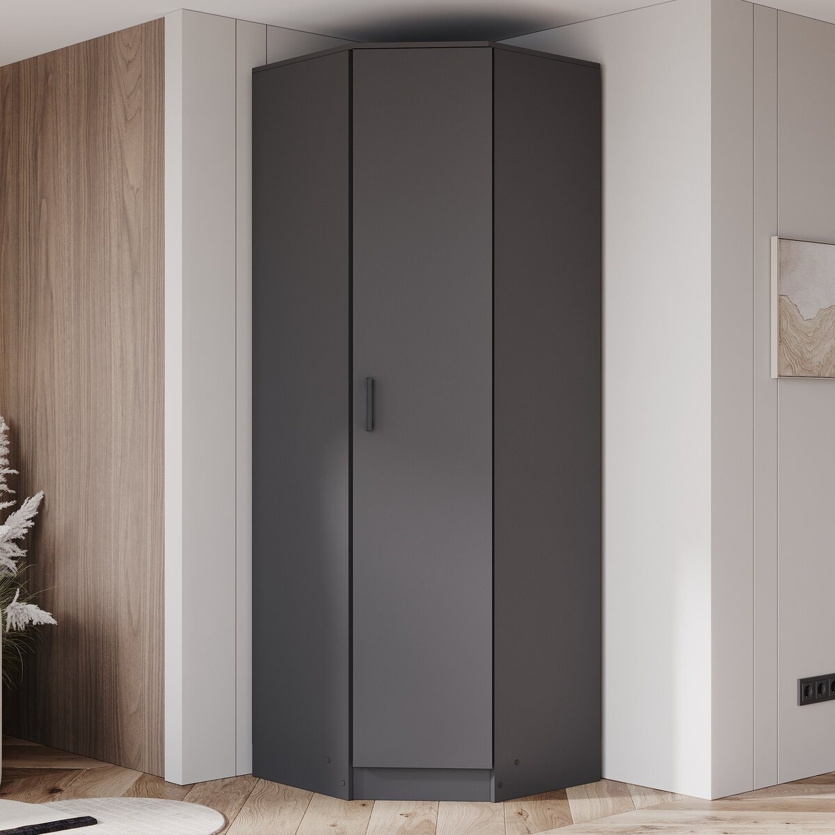 Шкаф распашной Угловой "Эра" Графит, 76/76х48.7х220 см