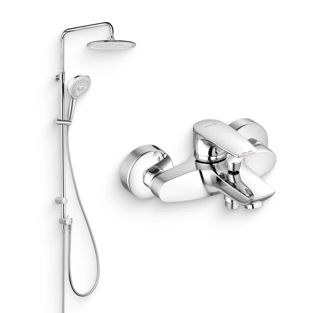 Душевой комплект Смеситель Kludi Pure&Solid 346810575 / Стойка Freshline dual shower system 6709005-00