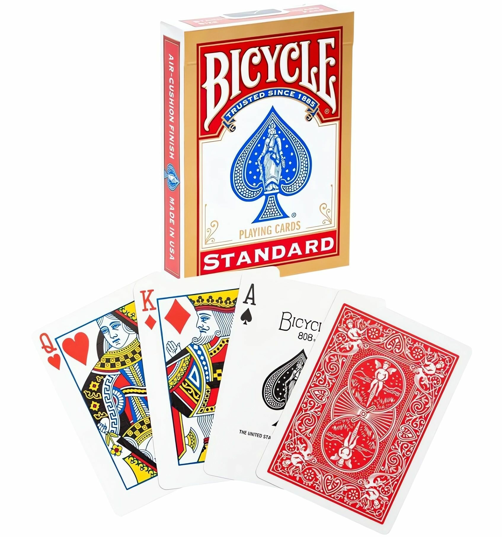 Игральные карты "Bicycle". Standard Red (красные) + пластиковый контейнер для хранения