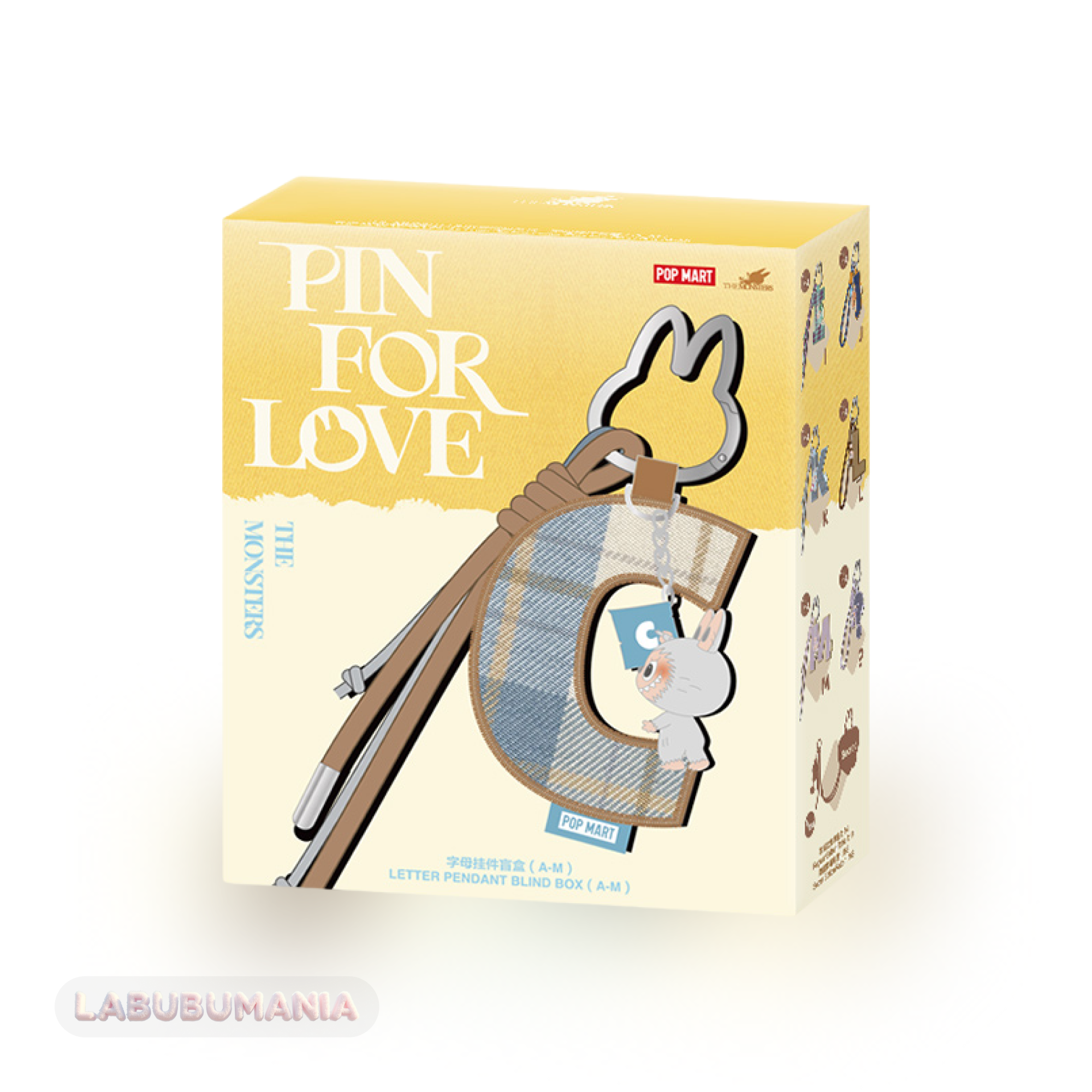 Брелок - игрушка LABUBU - буквы 4.0 "A-M" (случайная буква, цвет), оригинал, коллекция «Pin for love»