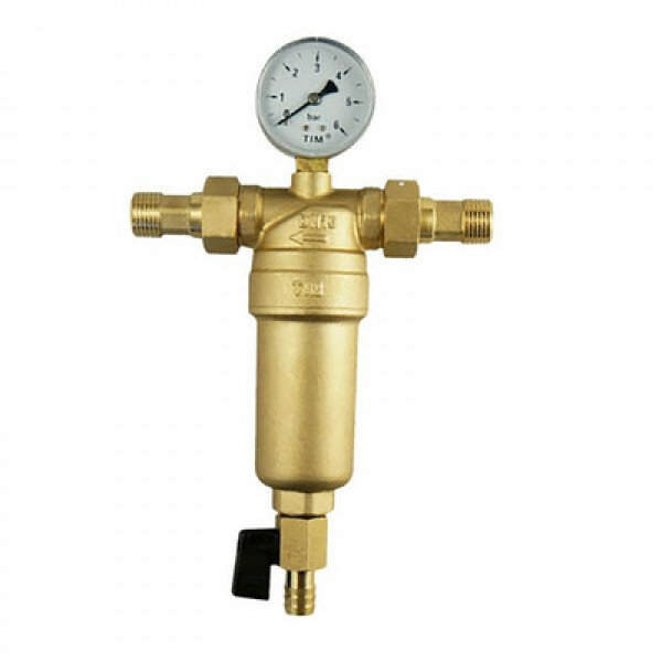Фильтр самопромывной с манометром 3/4" латунный корпус TIM JH-2001