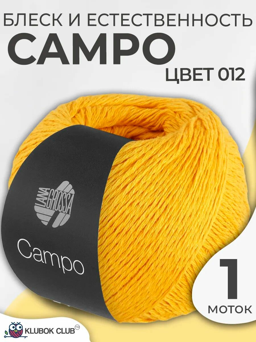 Пряжа для вязания Lana Grossa Campo хлопково-вискозная цвет 012, 1 моток