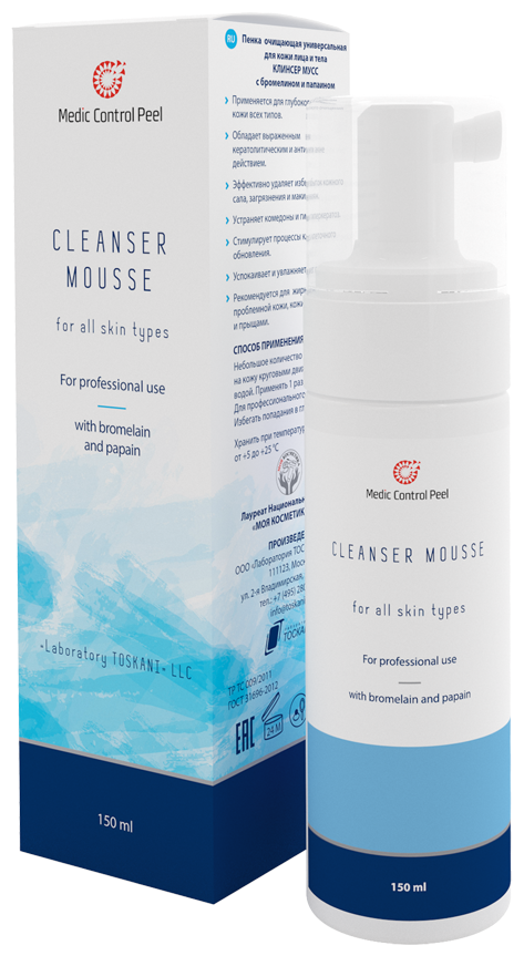 Пенка Medic Control Peel CLEANSER MOUSSE 60 ml Очищающий мусс бромелином, папаином, экстрактами огурца и ромашки, 60мл