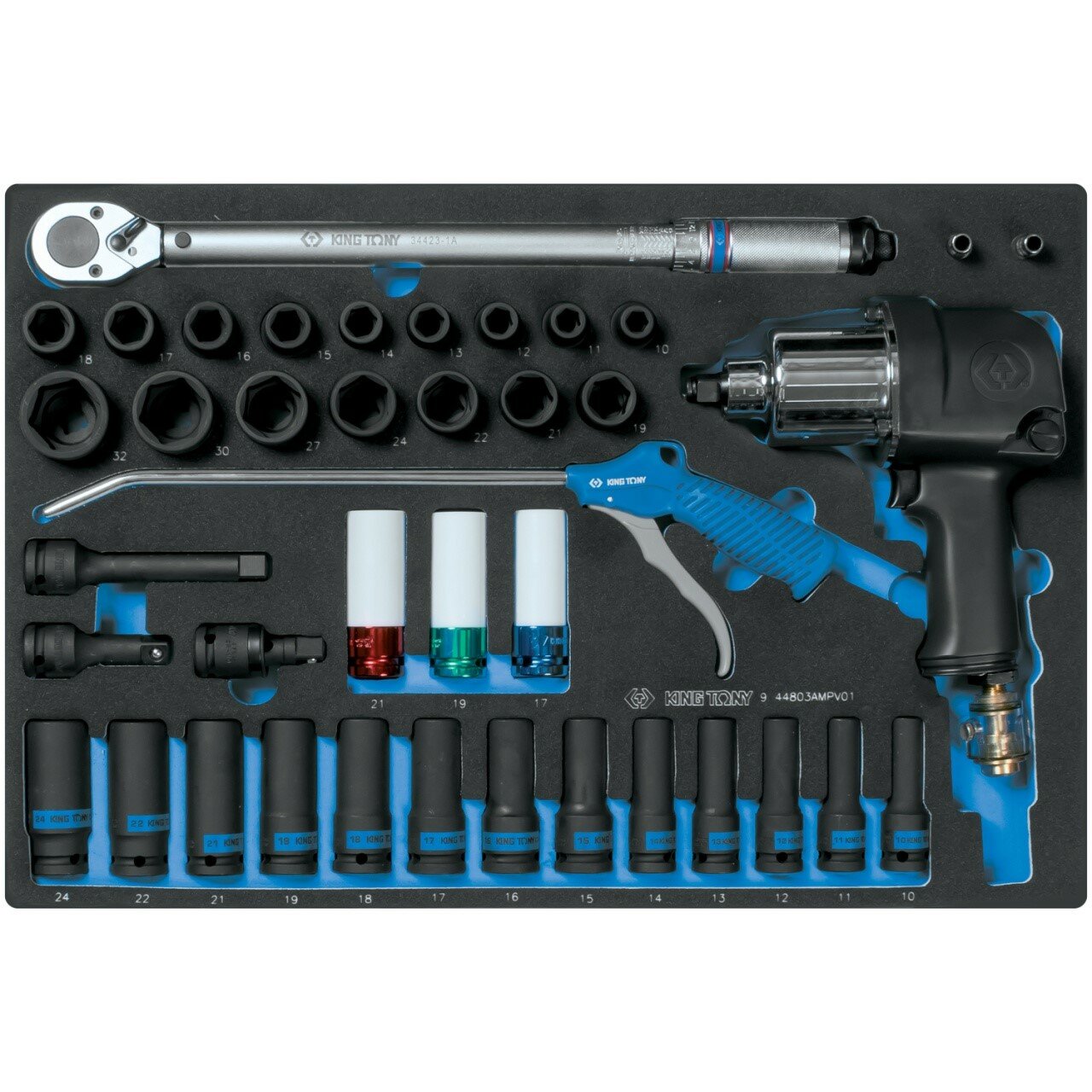 KING TONY Набор пневмоинструмента 1/2" с принадлежностями, ложемент, 41 предмет 9-44803AMPV01
