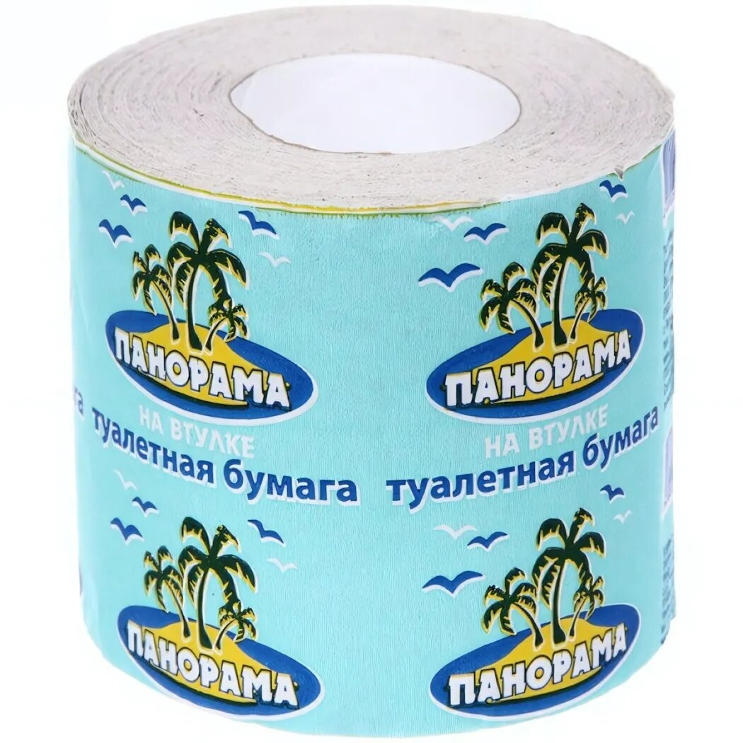 Туалетная бумага Панорама 1 слой, 27-30м, мягкая, целлюлоза, 1 рулон с втулкой