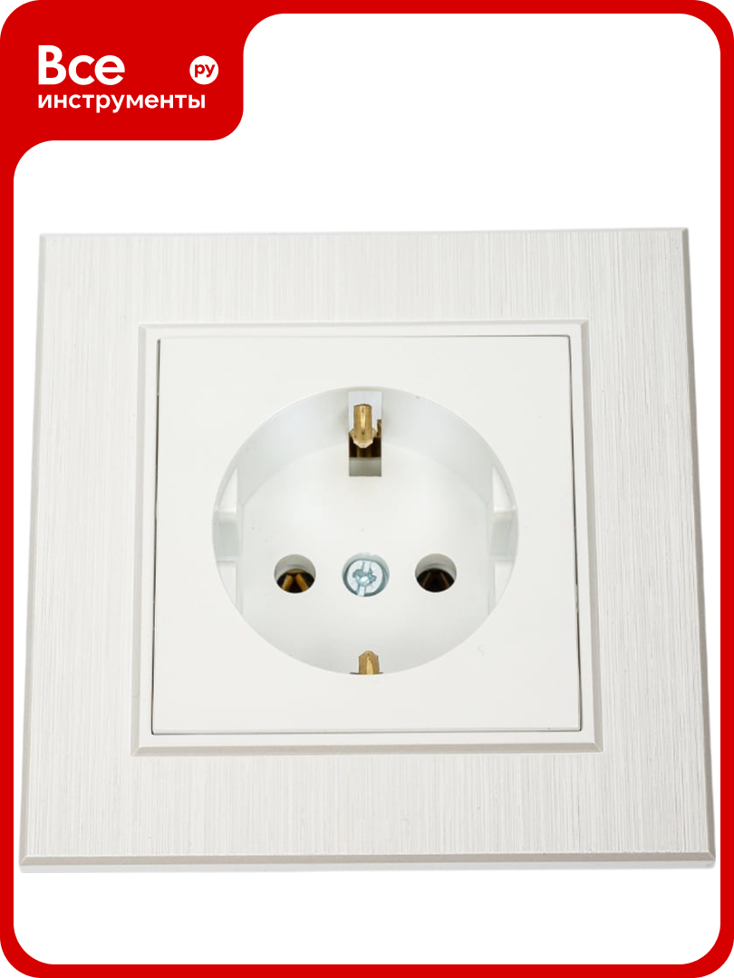 Розетка, MAKEL, MAKEL с заземлением СП KAREA LINE STAR 16А IP20 жемчужный. 86100028, пластиковое, высококачественное