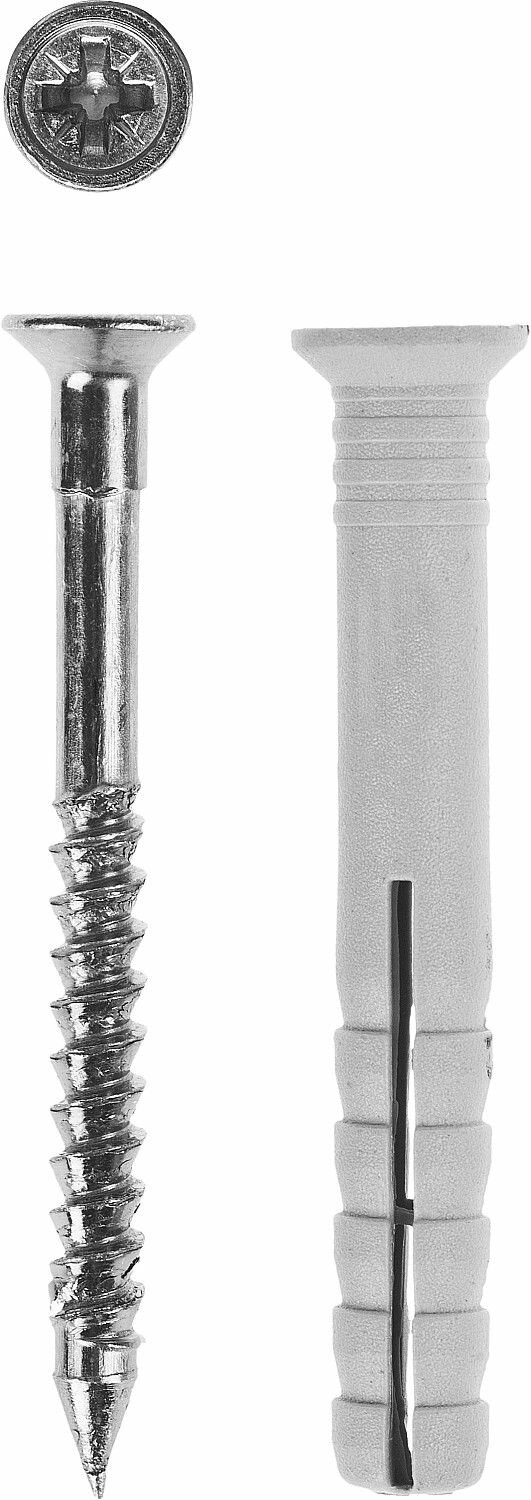 Дюбель-гвоздь ЗУБР, 6 х 40 мм, потайной бортик, 125 штук 4-301345-06-040