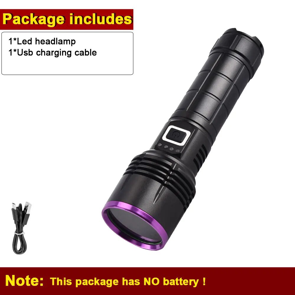 Мощный УФ-фонарик 80 Вт, 4 ядра, 26650 нм, высокая мощность, черный, зеркальный, A-Without battery